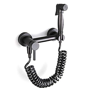 BINCAVIDOU Bidet Spray Set, Toilet Bidet Set Black Brass Hot Cold Bathroom Toilet Shower Blow fed Spray Gun Nozzle Bidet Faucet Bathroom,C Decoration