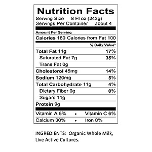 Maple Hill Crea mery, 100% Grass Fed Kefir, Plain, Organic 32 Ounce