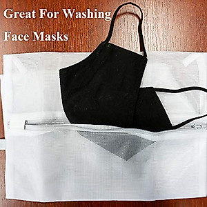 4 Pack - HUJI Micro Mesh Laundry Bags Lingerie Bra Underwear with Secure Zipper Great For Washing Face Masks (2 Medium & 2 Large)