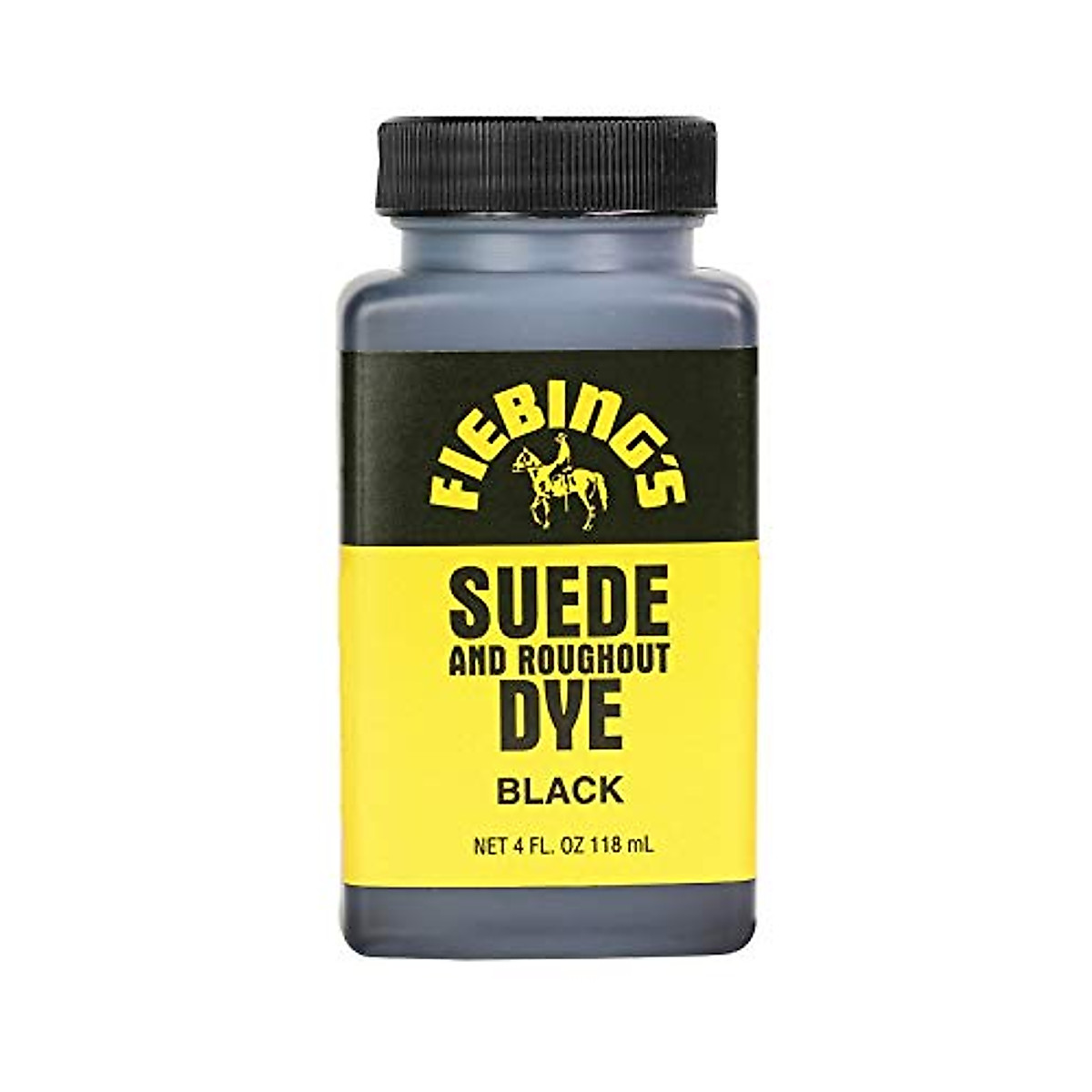 Fiebing's Black Suede Dye (4oz) - Dyes, Brightens and Restores Suede and Roughout Leather Shoes - Remains Flexible When Dry, Won't Crack or Peel - Dye is Permanent and The Applicator is Included