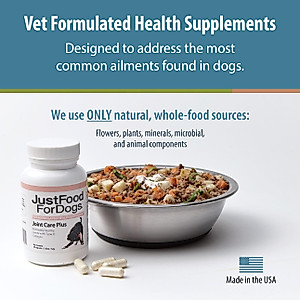 JustFoodForDogs Joint Care Plus, Dog Joint Supplement, Type II Collagen & Chondroitin Sulfate - 60 Count
