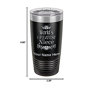 LaserGram 20oz Vacuum Insulated Tumbler Mug, World's Greatest Niece, Personalized Engraving Included (Black)