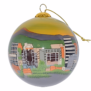 Blown Glass Christmas Ornament | Portland Oregon Skyline | Hand Painted Inside | Original Art | Includes Gift Box