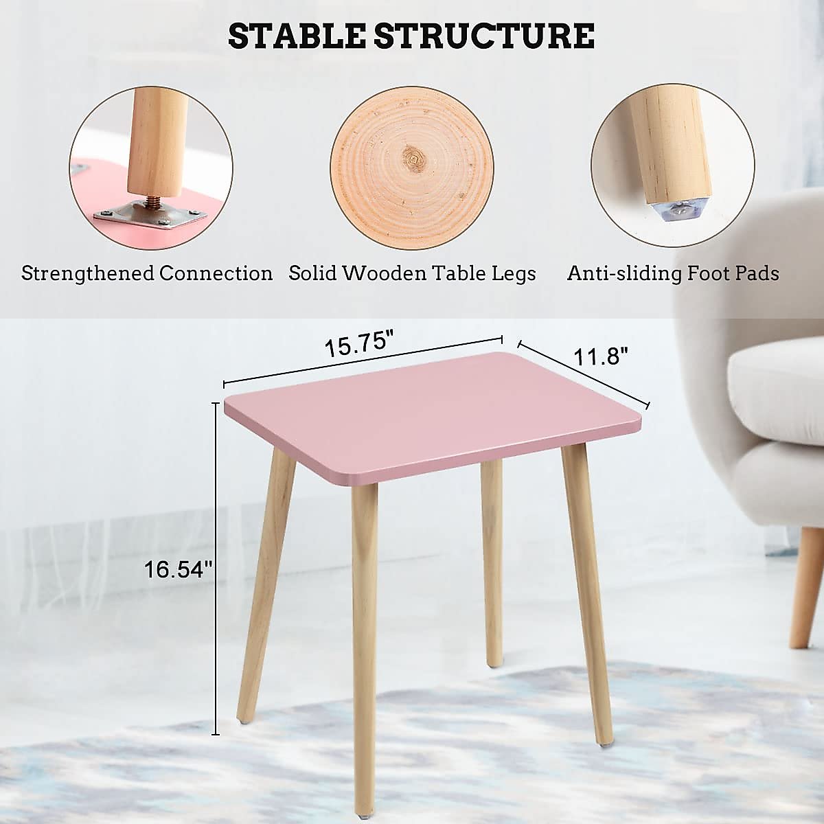 FORAOFUR Side Table Set of 2, Modern Side Table Accent Tables for Small Spaces, Wooden Home Decor, Easy Assembly