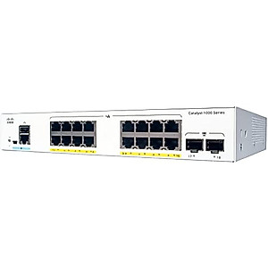 Cisco Catalyst 1000-16T-2G-L Network Switch, 16 Gigabit Ethernet Ports, 2 1G SFP Uplink Ports, Fanless Operation, Enhanced Limited (C1000-16T-2G-L)