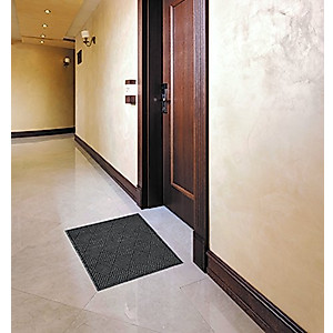 Guardian EcoGuard Diamond Indoor Wiper Floor Mat, Recycled Plactic and Rubber, 4'x6', Charcoal Black,EGDFB040604