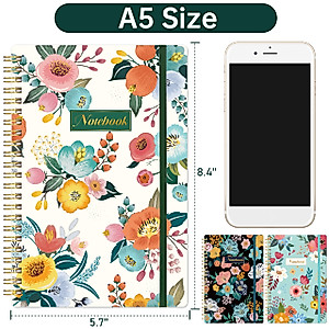 Notebook - 3 Pack A5 Lined Journal Notebooks, 8.3'' x 6'' Spiral Notebook, Journal Notebook with Thick Paper, Classic College Ruled Notebooks for Office, School Supplies