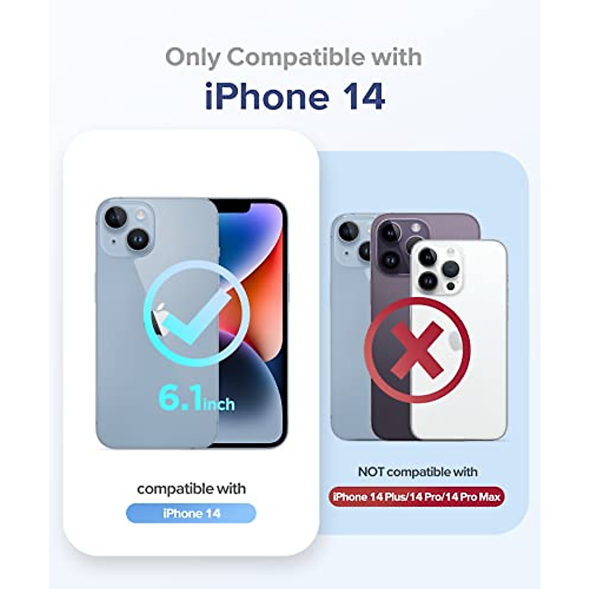 BERFY for iPhone 14 Case Glitter, with 2X Screen Protector + 2X Camera Lens Protector, [Not Yellowing] Sparkly Crystal Shockproof Hard Back Slim Protective Phone Cover for Women, 6.1" (Glitter Clear)