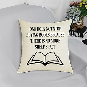 Sazuwu Book Lovers Gift for Women Pillowcase Reading Lovers Gift Librarian Gifts Throw Pillow Case Motivational Sign Cotton Linen Home Decorative Pillow Cover Inspirational Cushion Cover