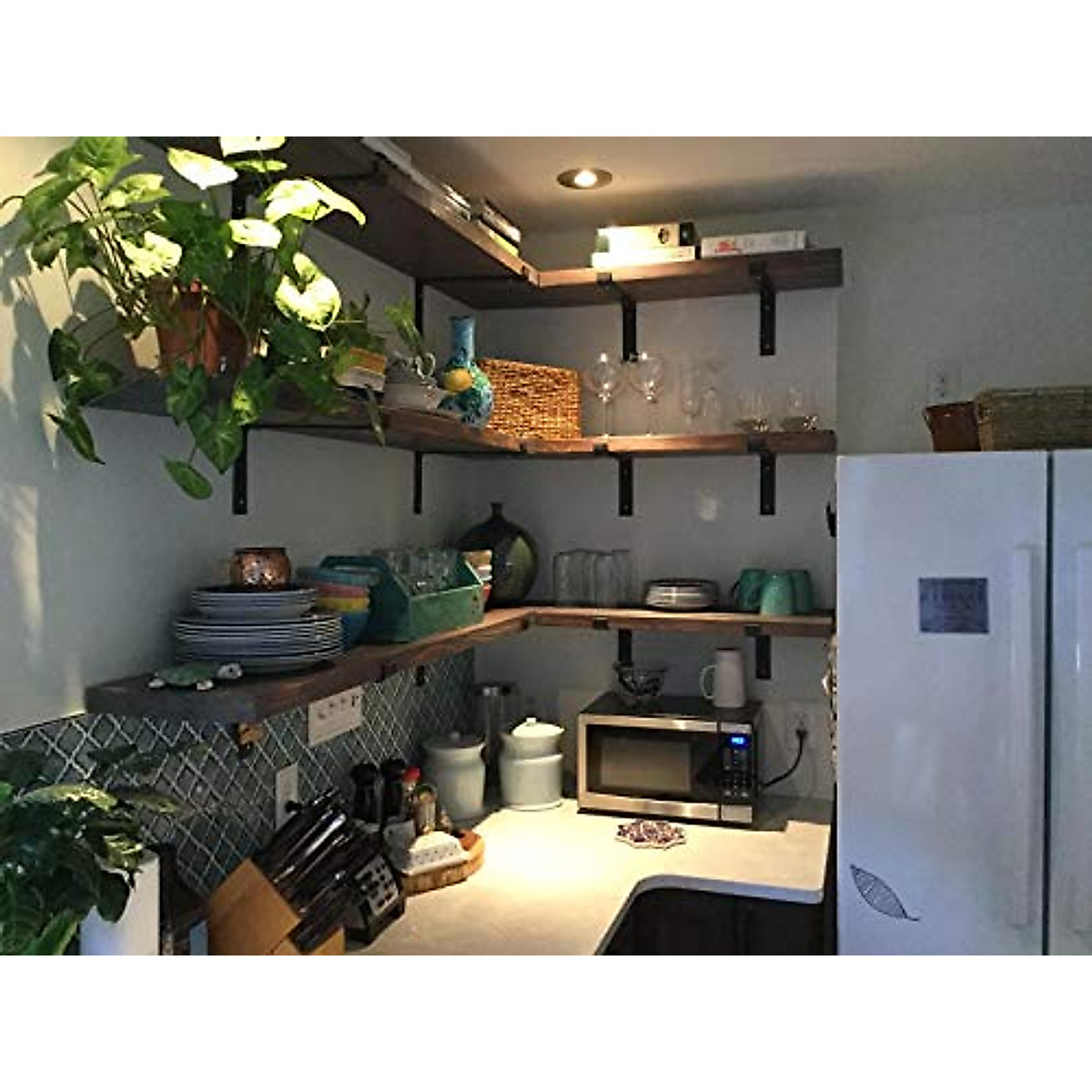 Shelf Brackets12 Inch Lip Brackets for Shelves, Industrial Forged Steel Floating Shelf Bracket, Handcrafted Forged Heavy Duty Rustic Black Shelf Brackets, Raw Metal/Steel Floating Shelf 6 Pack（11.25“）