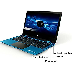 Gateway Newest Touchscreen 11.6 HD 2-in-1 Convertible Laptop in Blue Intel N4020 4GB RAM 64GB SSD Mini-HDMI Webcam Hugo Tech Mart Pen Windows 11 S (Renewed)