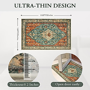 Lahome Boho Retro Ultra-Thin Indoor Door Mat 2x3,Washable Non-Slip 24"x35" Entryway Rugs Low-Pile Absorbent Front Door Doormats Inside Soft Entry Entrance Dirt Trapper,Orange