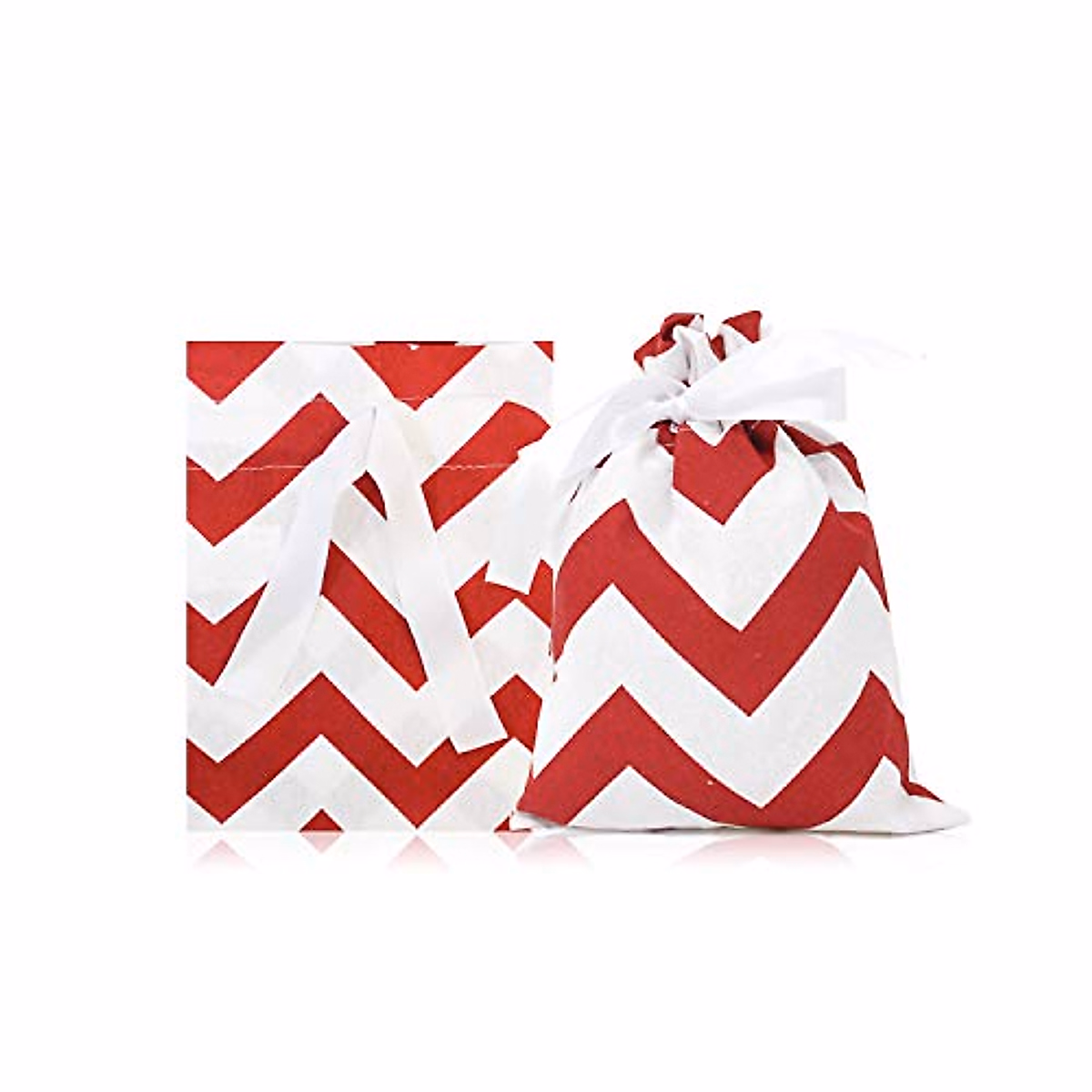 JOYIN 6 PCS Christmas Fabric Gift Bags for Party Favors, Holiday Gift Giving, Goody Bags, Holiday Presents Décor, Giant Gifts Decorations (red)