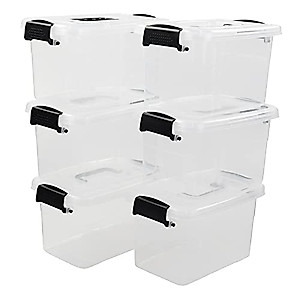 DynkoNA 6 Packs 6 Quart Clear Boxes, Plastic Small Storage Boxes with Lids