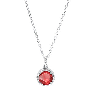 Dazzlingrock Collection 6.5 MM Round Ruby & White Diamond Women Halo Pendant in 18K White Gold