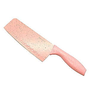 Kitchen Knife Set Pink - 5 Piece Cooking Knives, Non-Stick and Sharp Chef Knife Sets for Kitchen Cutting Meat, Scissors and Ceramic Peeler for Slicing, Paring Fruits and Vegetables