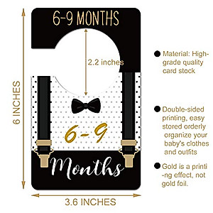 Baby Closet Size Dividers, Gentleman Boy Baby Closet Organizer, Newborn Nursery Wardrobe Divider Hangers to Arrange Clothes with Separator by Size or Age, 0-24 Months