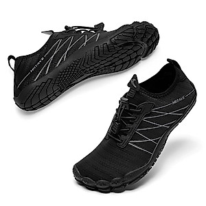 HIITAVE Women Water Shoes Quick Dry Barefoot Aqua Shoes for Beach Swim Pool Kayaking River Surfing Black Size 11 Women M US