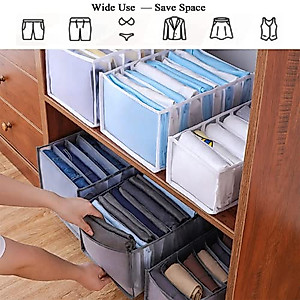 Wardrobe Clothes Organizer, Closet Pants Organizers for Jeans and Storage Baskets for Bedroom Dorm Room, 7 Grids Clothing Storage Bins, Washable Foldable Drawer Clothes Compartment Storage Box(2+2pcs)