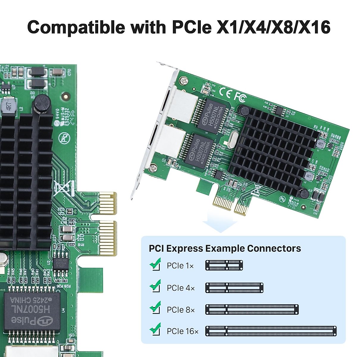 10/100/1000Mbps Gigabit Ethernet Converged Network Adapter (NIC) with Intel 82576 Chip, Ethernet PCI Express Network Card, Dual RJ45 Copper Ports, PCI Express 2.0 X1, Compare to Intel E1G42ET