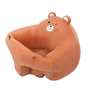 vocheer Baby Sofa Support Sitting Chair,Cute Cartoon Animal Baby Chair, Learning to Sit Cushion Seats,Brown Bear