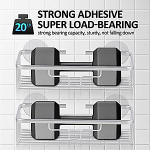 Lezrntzy Shower Caddy, Adhesive Organizer Shower Shelves, No Drilling Rustproof Shower Basket for Inside Shower & Kitchen Storage 2 Pack