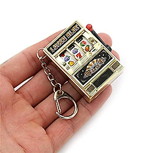 Liberty Imports 6 PCS Mini Casino Slot Machine Keychains Set - Las Vegas Souvenirs Lucky Jackpot Charm Pendants Novelty Gaming Gifts for Casino Lovers