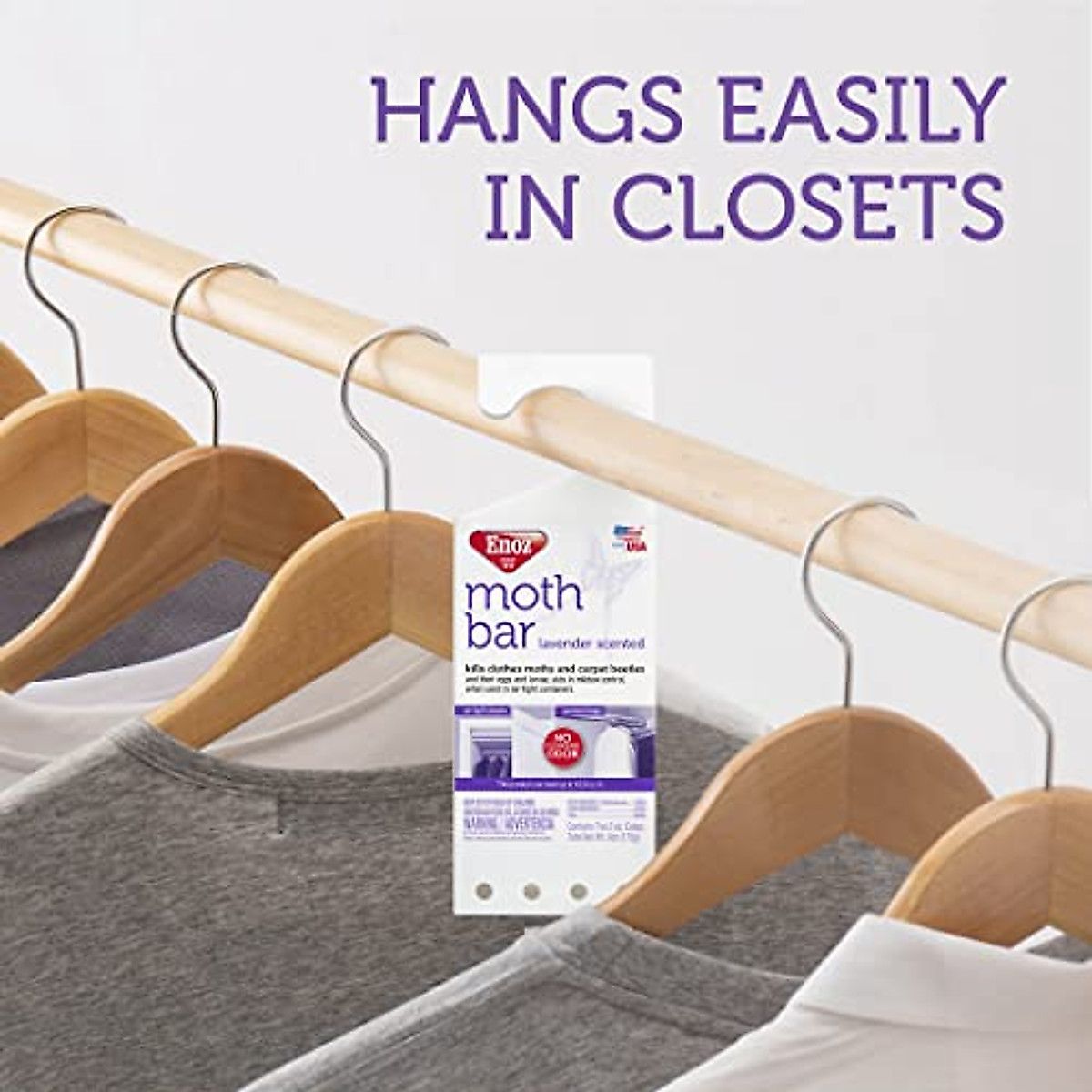 Enoz Lavender Scented Moth Bar, Kills Clothes Moths, Carpet Beetles, Eggs and Larvae, 6 oz Bar (Pack of 3)