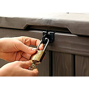 Keter Glenwood 101 Gallon Resin Large Deck Box-Organization and Storage for Patio Furniture, Outdoor Cushions, Garden Tools and Pool Toys, Grey & Black