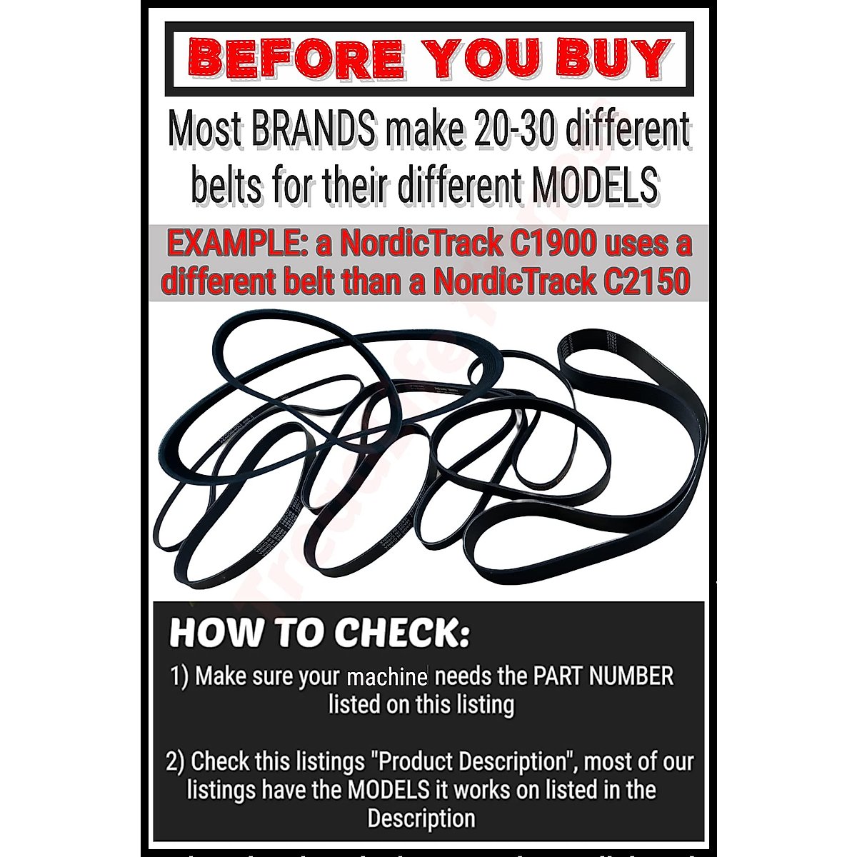 Treadmill Drive Belt | Part Number 1000109551 | Compatible with Various Horizon Treadmills (Models Listed)