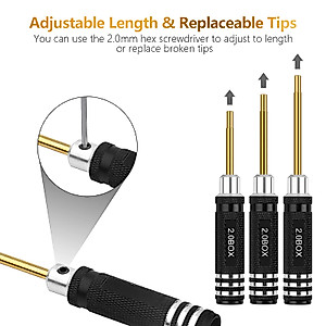 RC Tools Kit 7PCS Hex Nut Screwdriver Set with 5.0/4.5/4.0/3.5/3.0/2.5/2.0 Box Hobby Tools Hexagon Nut Wrench Repair Tools Compatible with SCX24 Traxxas Redcat RC Cars Trucks