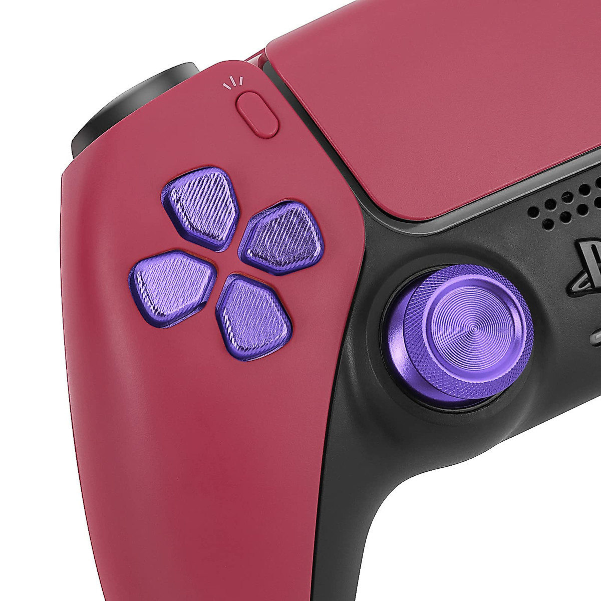 TOMSIN Metal Buttons Replacement Kit for PS5 Controller – Aluminum Thumbsticks & O X Square Triangle & Dpad Buttons Accessories Compatible with PlayStation 5 DS Controller (Metal Purple)