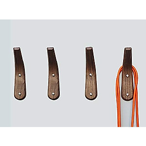 Mid Century Modern Wall Hook, 4 Pcs Wooden Coat Hooks, Peg Rack Bathroom Hanger Rustic Towel Hangers, Black Walnut Wood for Hanging Coats Hats Bags Towels