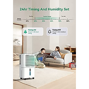 30 Pint Dehumidifiers for Home with Drain Hose, VEAGASO 2,500 Sq.Ft Dehumidifier for Basement, Large Room, Bathroom, Three Operation Modes, Intelligent Humidity Control, Dry Clothes, 24HR Timer