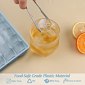 Unigul Ice Cube tray with lid and bin(3 Pack), 1.2'' Ice Cube Mold, Hexagon Ice Tray Making 96PCS Ice Cubes for Chilling Cocktails, Whiskey, Bourbon,Juice (3Pack Ice trays & Ice Bin & Tong)