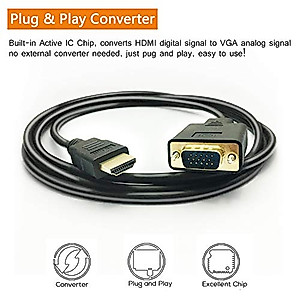 PeoTRIOL HDMI to VGA Cable, 1080P HDMI Male to VGA Male M/M Video Converter Cord VGA Adapter Compatible w/ HDMI Desktop, Laptop, DVD to 15 Pin D-SUB VGA HDTV Monitor Projector - 6Feet
