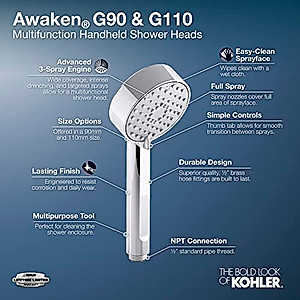 Kohler 72415-Y-BN Awaken G110 Multifunction HANDSHOWER, Vibrant Brushed Nickel
