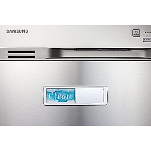Aqua & Gray Sliding Clean Dirty Magnet for Dishwasher, Strong Dirty Clean Dishwasher Magnet, Aqua Watercolor Dish Indicator with 2 Adhesive Stickers