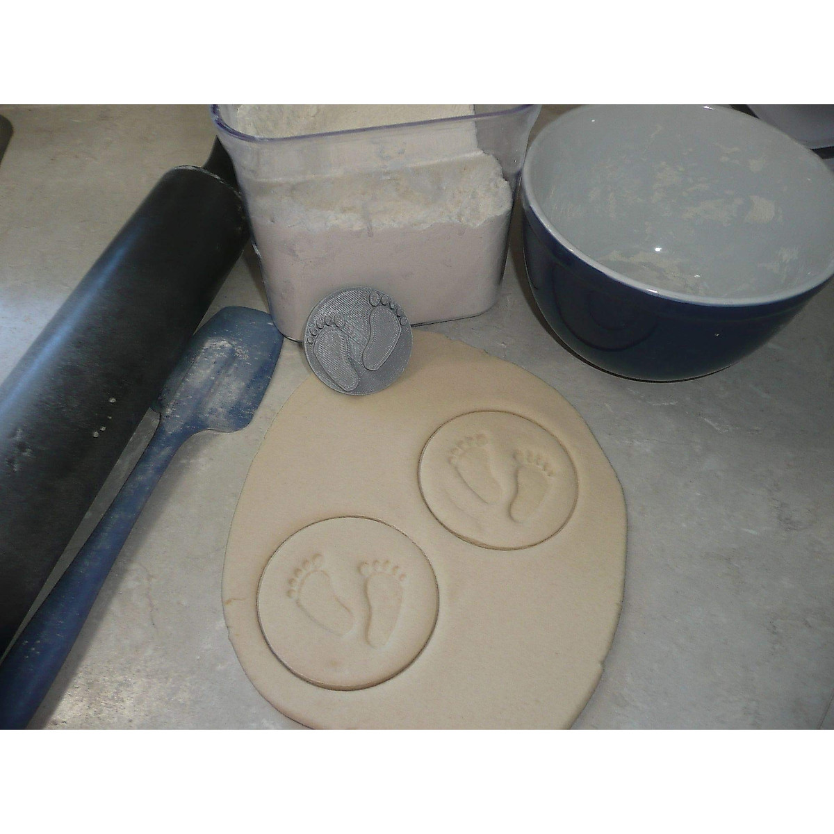 YNG BABY FEET DESIGN IMPRESSION SHOWER GENDER REVEAL COOKIE STAMP EMBOSSER BAKING TOOL 3D PRINTED MADE IN USA PR4013 Gray
