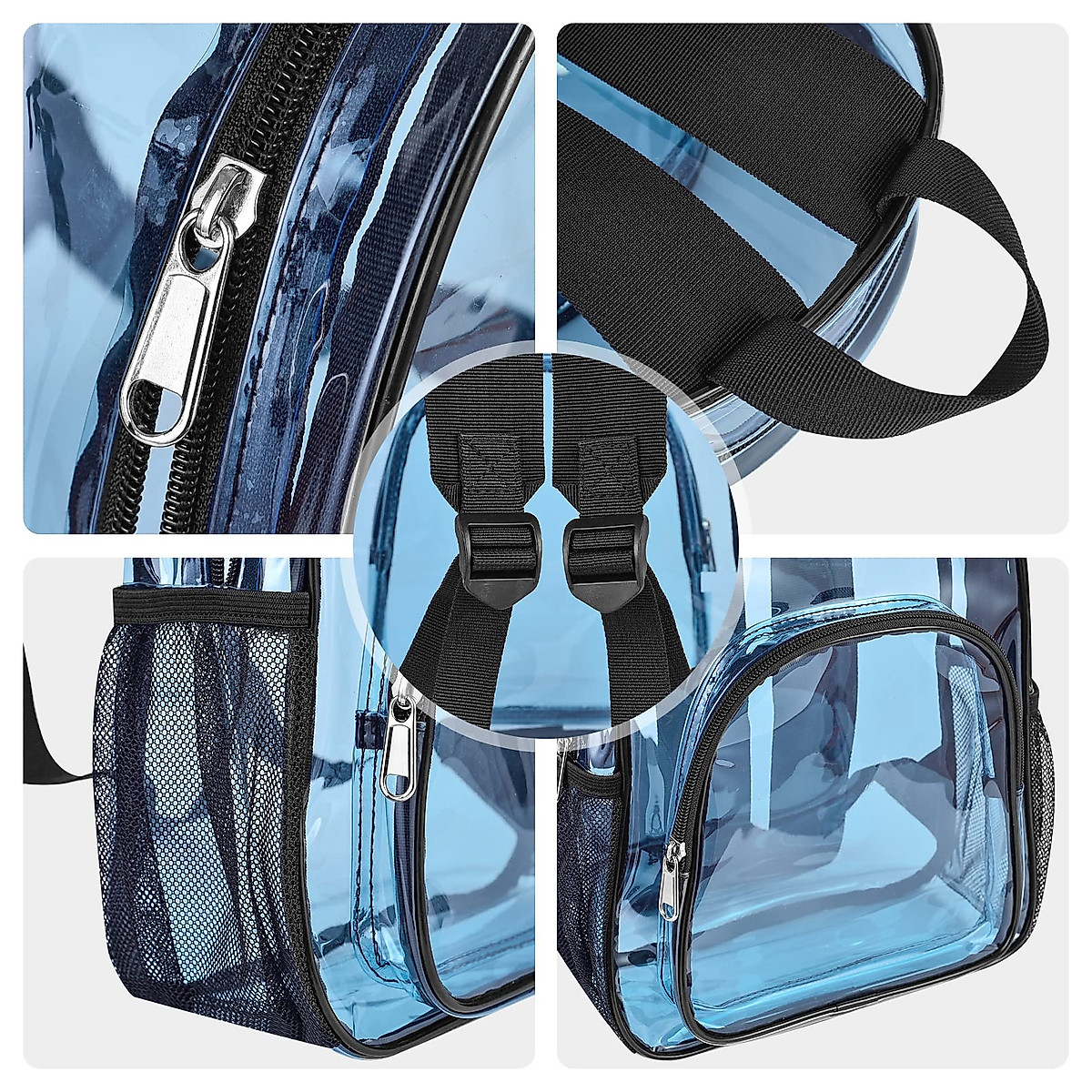 Slumou Mini Clear Backpack Stadium Approved for Women Men Heavy Duty See Through Transparent Pvc Backpacks for School Work Travel（Black）