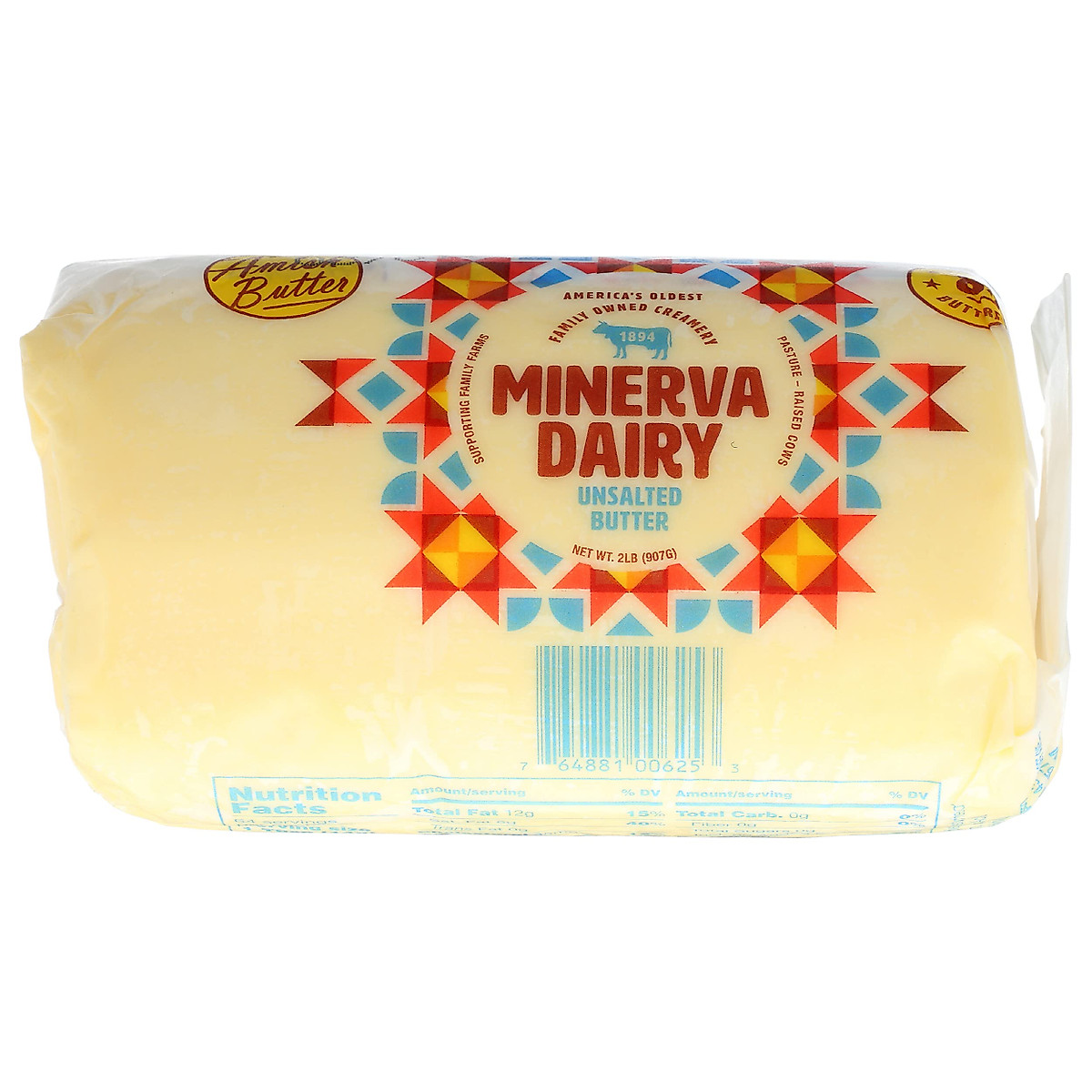 Minerva Dairy Butter Roll Amish Unsalted, 2 lb