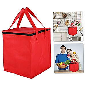 Reusable Shopping Insulated Bags Heavy Duty Thermal Totes with Zipper and Handle for Food Delivery Blue M