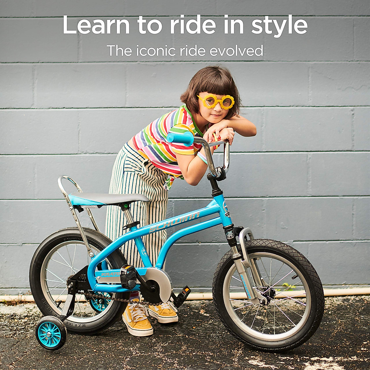 Schwinn Krate EVO Kids Bike for Boys and Girls Ages 3-5 Years, 16-Inch Wheels, Rider Height 38 to 48-Inches, Removable Training Wheels, Rear Coaster Brake, Apple Red