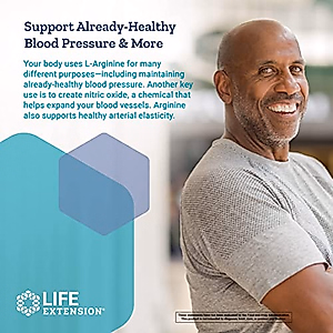Life Extension L-Arginine Caps - L-Arginine Supplement for Men and Women with Vitamin C - for Immune System Support and Cardiovascular Health -700 mg – Gluten-Free, Non-GMO – 200 Capsules