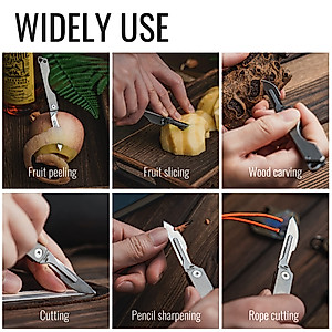 KeyUnity KK01 Titanium Folding Knife, Utility EDC Pocket Knife with #24 Replaceable Blade, for Outdoor Hunting, Camping, Fishing, Hiking for Men & Women (Stonewashed)