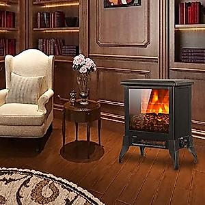 FRITHJILL Electric Fireplace Heater,1400w 18" Indoor Freestanding Fireplace Stove with Realistic Flame Effect