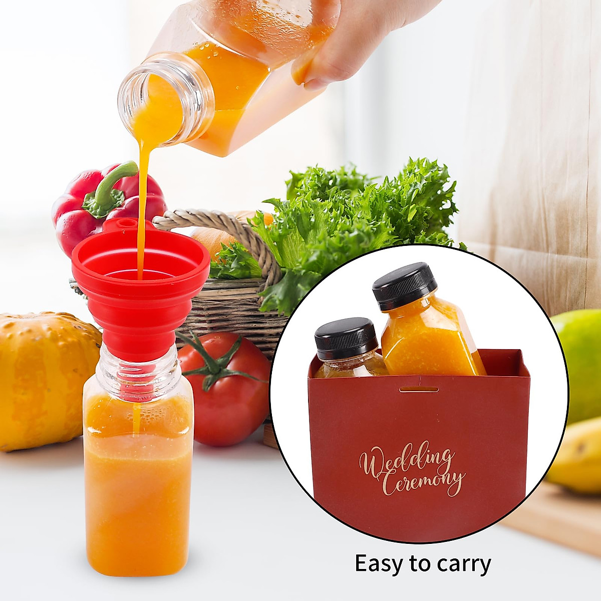 SUPERLELE 20pcs 8oz Empty Plastic Juice Bottles with Caps, Reusable Water Bottle, Clear Bulk Drink Containers with Black Tamper Evident Lids for Juicing, Smoothie, Drinking and Other Beverages