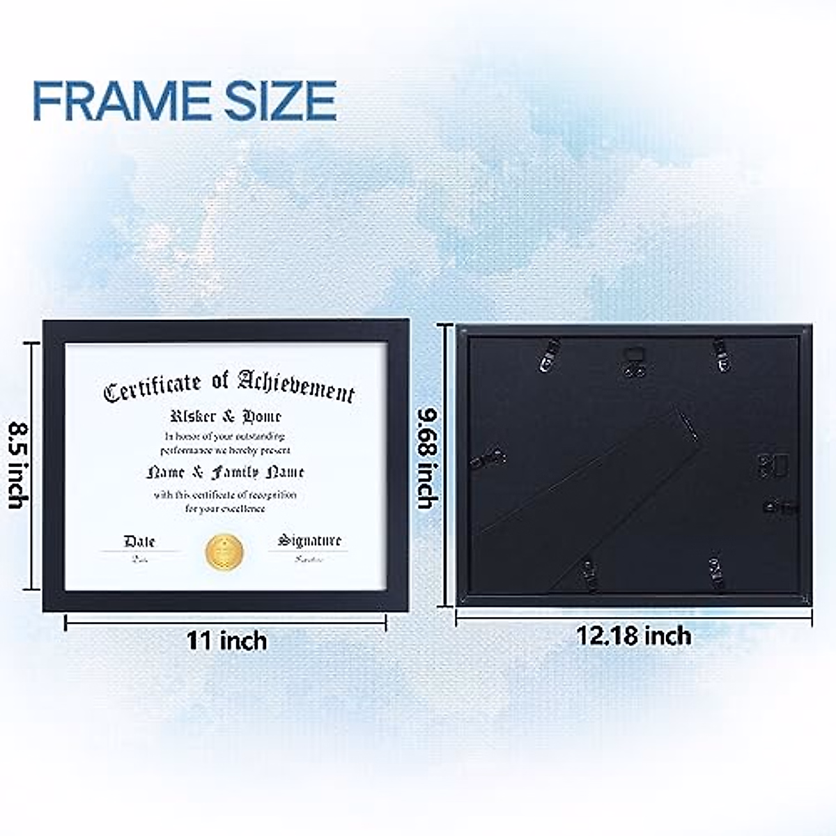 ELSKER&HOME 8.5x11 Picture Frame - Black Sturdy Wood Composite Certificate Frame - Semi-Tempered Glass - Includes Hanging Hardware and Desktop Easel - for Document/Diploma Frame (4 Pack)