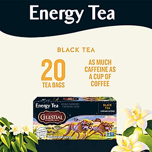 Celestial Seasonings Energy Black Tea, Caffeinated, 12 Tea Bags Box, (Pack of 6)