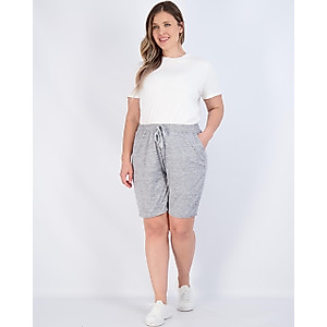 Real Essentials Women’s Plus Size Just My Quick Dry Fit 7 Inch Inseam Athletic Casual Lounge Fitness Gym Long Shorts High Waisted Running Bermuda Pockets Ladies Workout Active, Set 1, 1X, Pack of 4